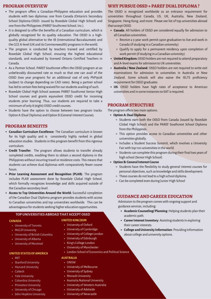 Paref-Canadian Dual Diploma Program - PAREF Southcrest